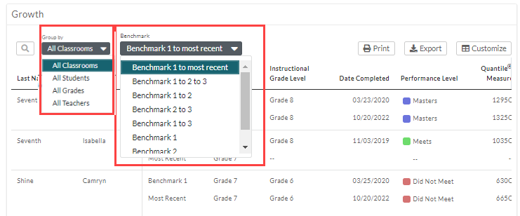 Viewing the Benchmark report in Imagine Math – Imagine Learning Help Center