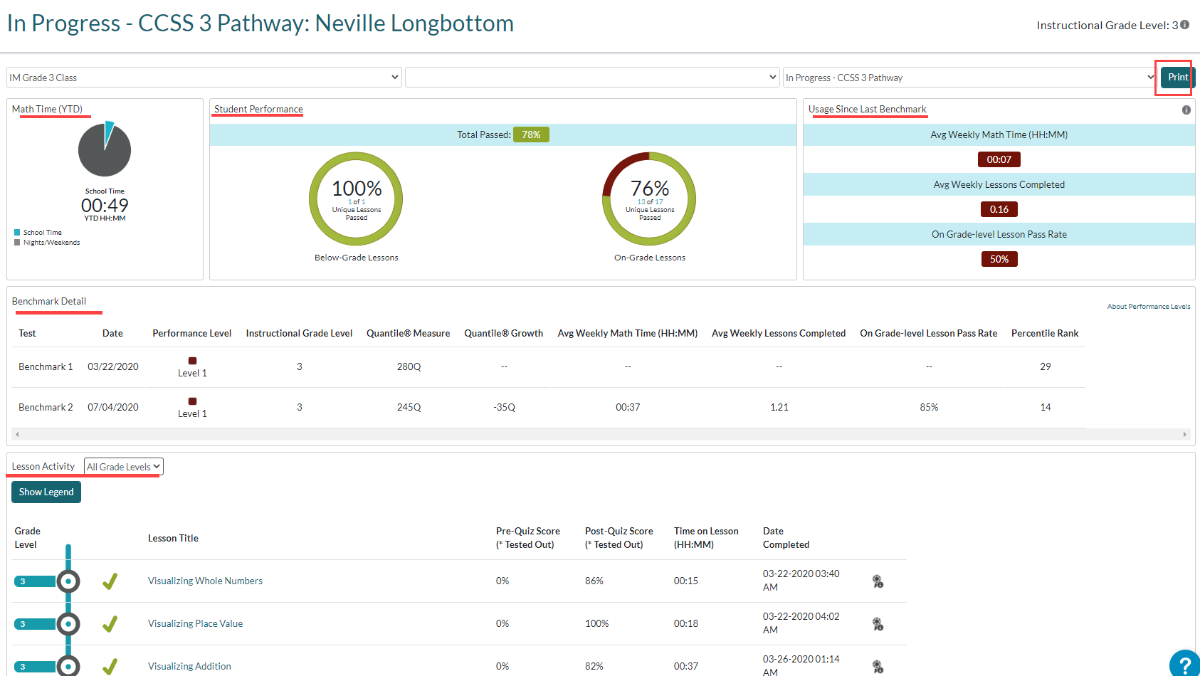Viewing the Student Progress report in Imagine Math 3+ – Imagine ...