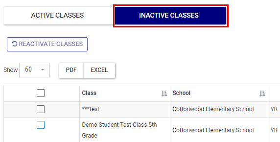 Reactivating or inactivating Imagine Galileo classes – Imagine Learning Help Center