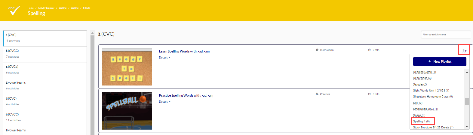 Creating playlists in Imagine Language & Literacy – Imagine Learning Help Center