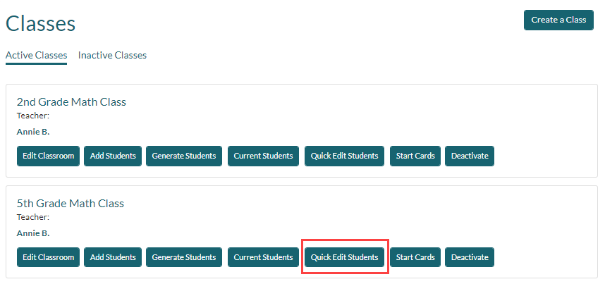 Viewing/editing student account information in the Imagine Math suite ...