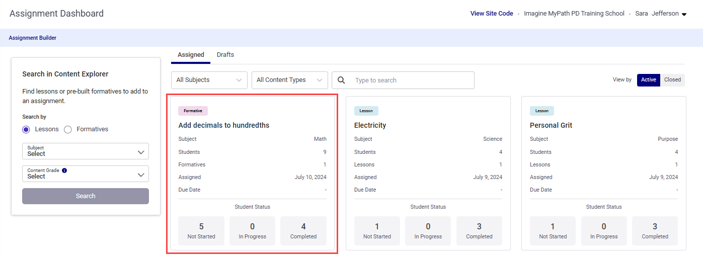 Viewing students' assignment data in Imagine MyPath – Imagine Learning ...