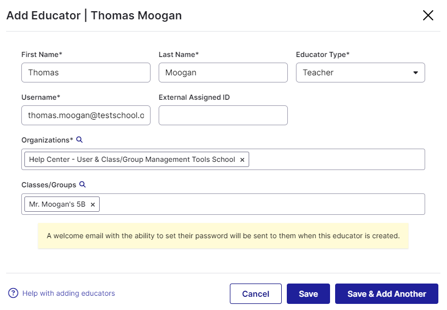Adding new educator accounts – Imagine Learning Help Center