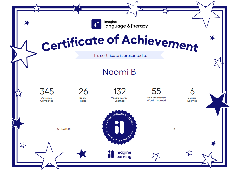 Printing a Certificate of Achievement in Imagine Language & Literacy ...