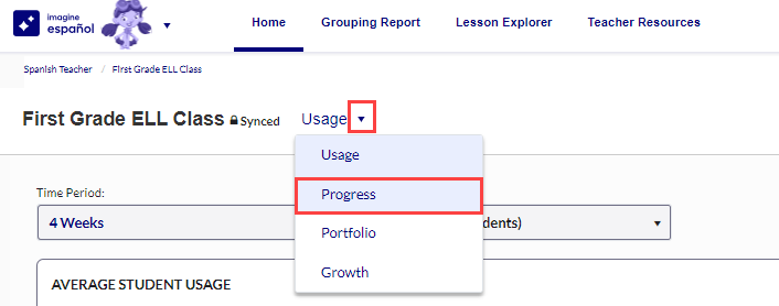 Viewing the Progress by Unit report in Imagine Español – Imagine ...
