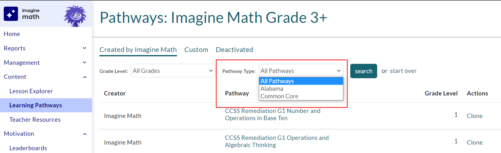 Types of pathways in Imagine Math 3+ – Imagine Learning Help Center