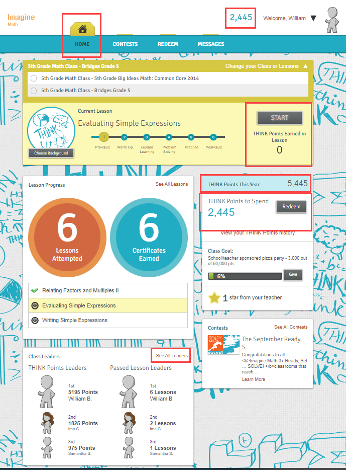 Viewing THINK Points In Imagine Math 3 Students Imagine Learning 